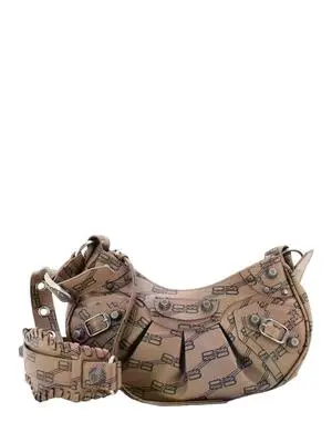 BALENCIAGA Balenciaga Le Cagole Giant Studs BB Monogram Coated Canvas Shoulder Bag