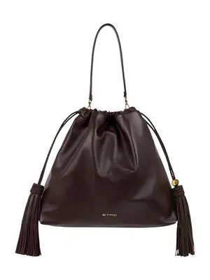 Etro Large Leather Kalispera Bag With Tassels - Brown