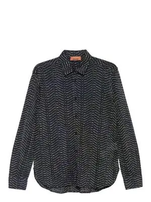 Missoni Long Sleeve Chevron Knit Shirt - Blue