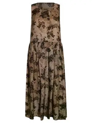 UMA WANG Sleeveless Floral-print Midi Dress Neutrals