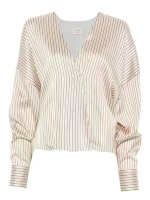 ALYSI Vertical-stripe Long-sleeve Blouse