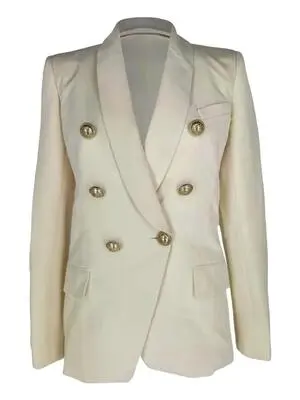BALMAIN Double-breasted Fray-trimmed Blazer