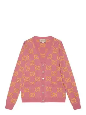Gucci Gg Intarsia-knit Cardigan - Pink/yellow