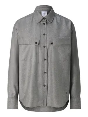BOGNER BOGNER Robyn Virgin Wool Herringbone Flannel Shirt Blouse