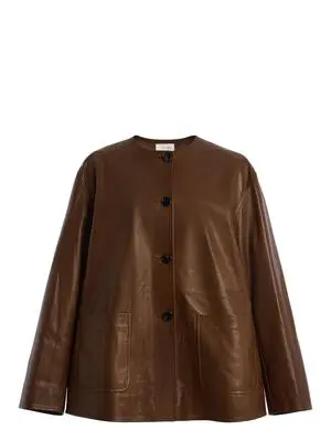 THE ROW Quintus Leather Jacket - Brown