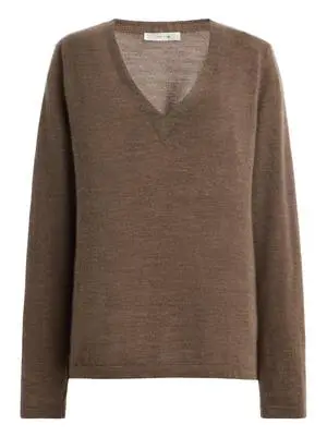 THE ROW Poesis Cashmere V-neck Top - Grey