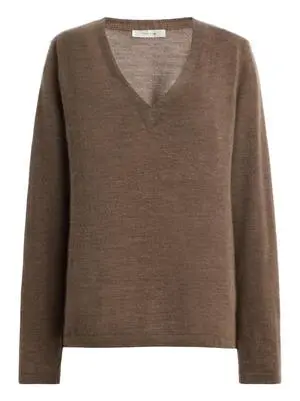 THE ROW Poesis Cashmere V-neck Top - Grey