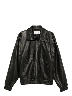 Saint Laurent Lamb Nappa Leather Jacket With Bubble Effect - Black
