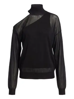 Fendi Silk Organza Sheer Top - Black