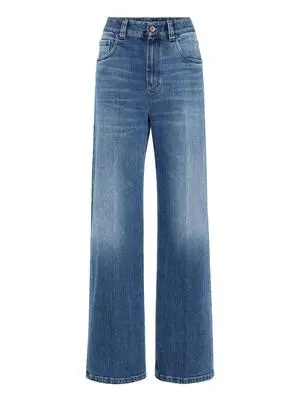 Brunello Cucinelli Contemporary Loose Cotton Comfort Denim Pants - Blue