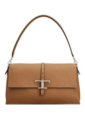 TOD`S Small Leather Flap T Timeless Bag - Brown