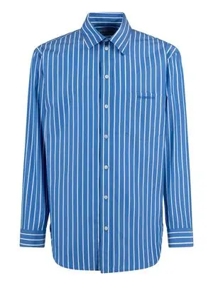 Balenciaga Striped Cotton Shirt Regular Fit - Blue