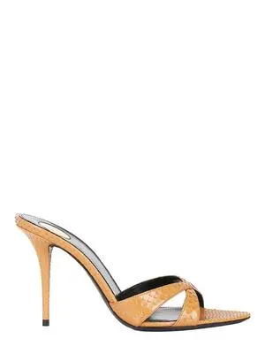 Saint Laurent Gippy Python Mule Sandal In Tan - Pitty Brandy
