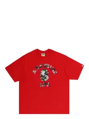 A BATHING APE Hybrid Camo College Relaxed Fit Tee 'red' Red