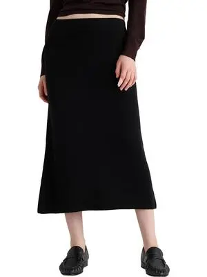 Quince QUINCE Australian Merino Wool Midi Skirt Black