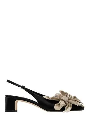JIMMY CHOO Eyla 45 Floral-appliqué Slingback Pumps - Black