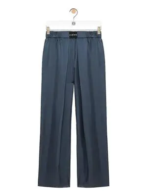 Loewe Silk-blend Logo Waistband Trousers - Grey