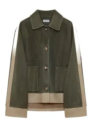 Loewe Suede And Leather Panelled Jacket - Green