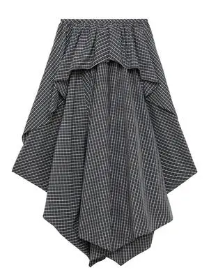 Loewe Draped Check Midi Skirt - Black