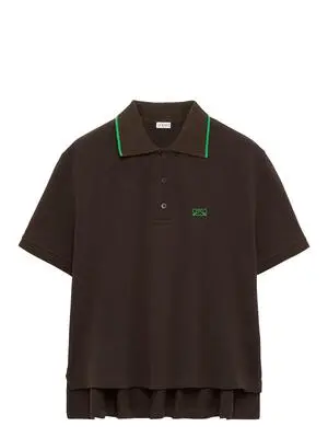 Loewe Stretch-cotton Polo Shirt With Asymmetrical Hem - Brown