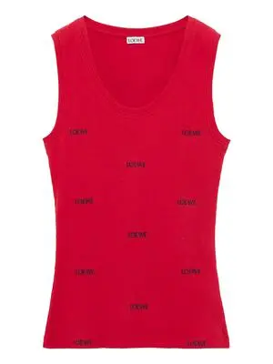 Loewe Embroidered Logo Ribbed Tank Top - Red