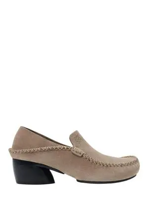 Loewe Leather Oval Heeled Loafers 45 - Brown