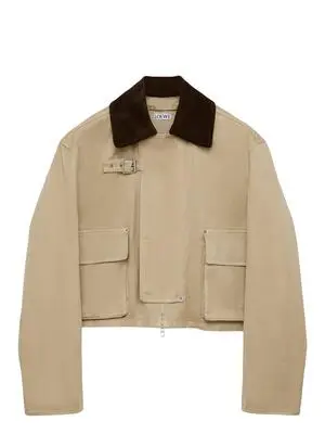 Loewe Cotton-suede Cropped Parka - Beige