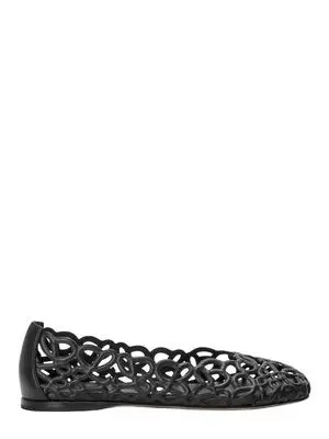 Loewe Leather Petal Anagram Ballet Flats - Black