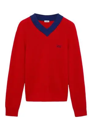 Loewe Cotton-wool V-neck Sweater - Red