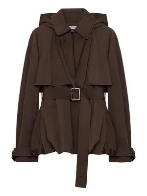 Loewe Cotton Belted Short Trench Coat - Brown