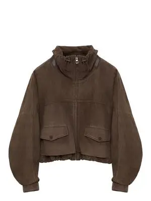 Loewe Suede Bomber Jacket - Brown