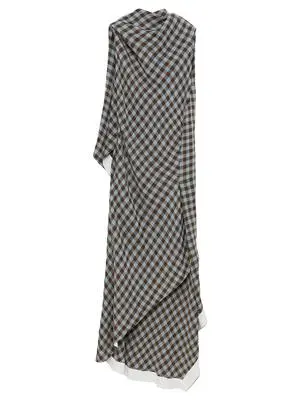 Loewe Draped Check Maxi Dress - Blue