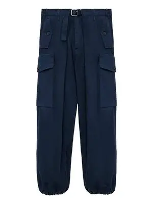 Loewe Cotton Pleated Cargo Trousers - Navy