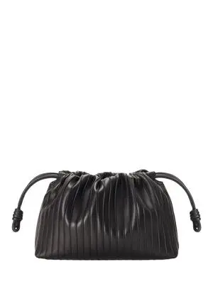 Loewe Medium Pleated Leather Flamenco Bag - Black