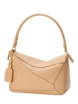Loewe Medium Leather Featherlight Puzzle Top-handle Bag - Beige
