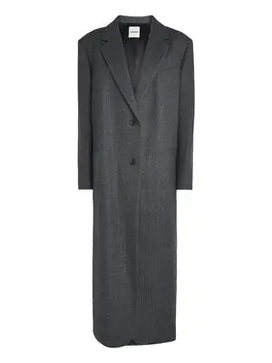 Sandro Wool Rhinestone Long Coat - Black