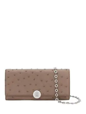 Loewe Ostrich Leather Pebble Continental Wallet - Beige