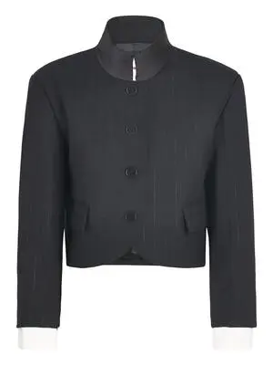 Sandro Stripe Cropped Blazer - Black