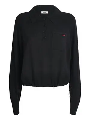 Sandro Wool-blend Polo Sweater - Black