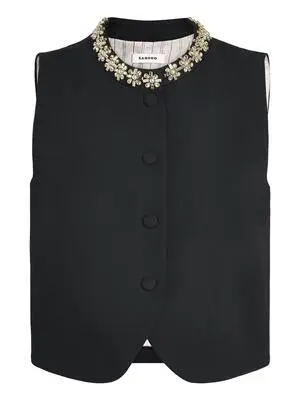 Sandro Wool Crystal-embellished Waistcoat - Black