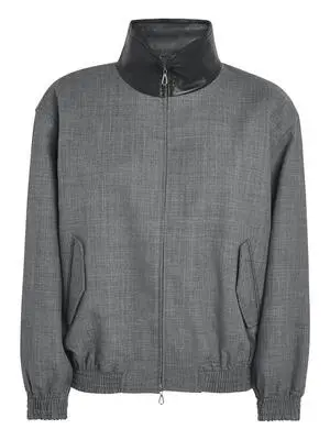 Sandro Wool Leather-trim Bomber Jacket - Black