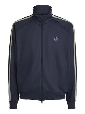 Fred Perry Embroidered Taped Track Jacket - Navy