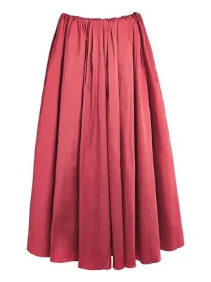 ABADIA Elodie Pleated Midi Skirt - Red