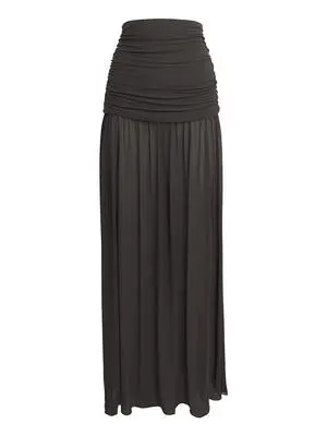MORE NOIR Crepe Nova Maxi Skirt - Brown