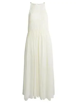 MORE NOIR Cotton-silk Ruched Midi Dress - Ivory