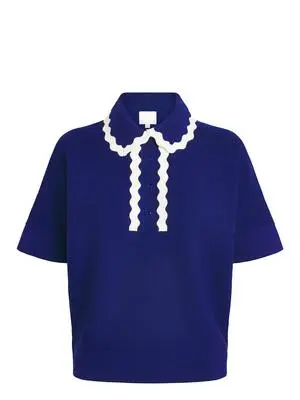 Molli Virgin Wool Scalloped-collar Sweater - Blue