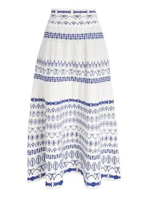 Molli Jacquard-knit Midi Skirt - Blue