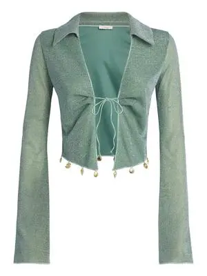 Oseree Oséree Cropped Lumière Shirt With Nautical Charms Green