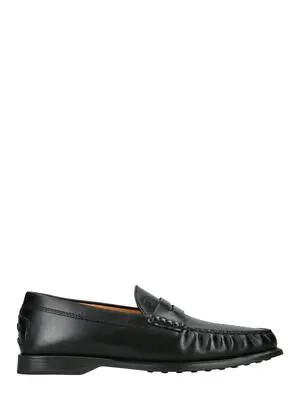 TOD'S Leather Arricciato Gomma Loafers - Black
