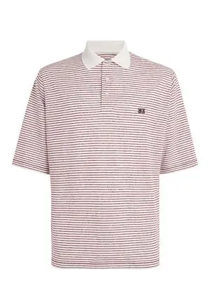 WALES BONNER Linen-cotton Stripe Bask Polo Shirt - Ivory